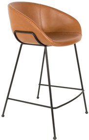 OnaDnes -20% Hnědá koženková barová židle ZUIVER FESTON 65 cm