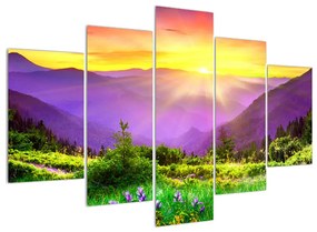 Obraz horské krajiny s východem slunce (150x105 cm)