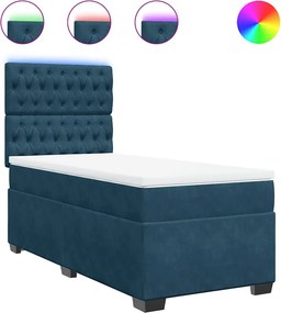 Box spring postel s matrací modrá 100 x 200 cm samet 3293144