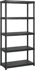 Úložný regál 5patrový černý 340 x 40 x 185 cm plast 3059861