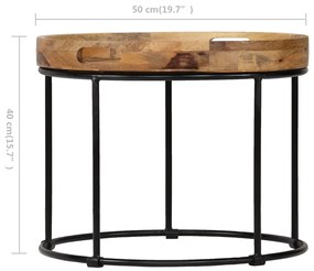 Konferenční stolek 50 x 40 cm masivní mangovník a ocel - Default Title