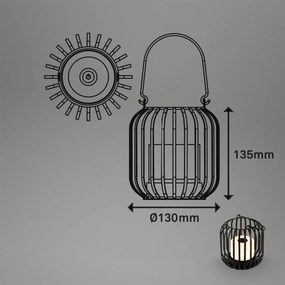 LED stolní lampa baterie 7279 IP44 kov černá