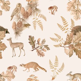 Tapeta Podzimní les se zvířaty 280×100 cm