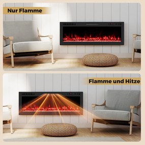 Costway 50" elektrický krb s vytápěním 750 W/1500 W vestavný krb s dálkovým