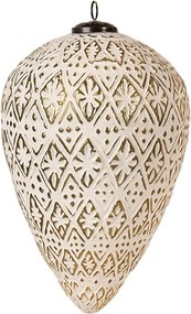 Bílo-zlatá antik vánoční ozdoba baňka L - Ø 17*26 cm