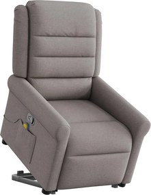 Zvedací masážní polohovací křeslo taupe textil 3303331