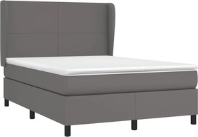 Box spring postel s matrací šedá 140x200 cm umělá kůže 3128917
