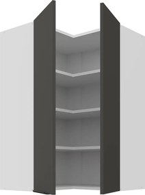 ARIA po | horní kuchyňská skříňka 60x60 GN-90 2F (90°) rohová s policemi | VYSOKÁ | 60x60 cm | bílá/šedá grafit