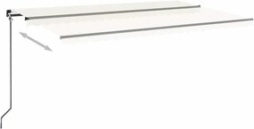 Ručně zatahovací markýza s LED světlem 500 x 300 cm krémová 3069142