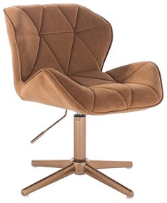 LuxuryForm DESIGN Otočná židle MILANO VELUR na zlatém kříži - medová