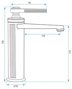 Rea Monaco, umyvadlová baterie h-170, chromová, REA-B4209