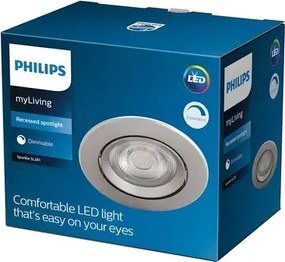 Philips Sparkle nikl / Podhledové LED svítidlo / 1x5W / 350lm / 2700K