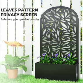 Outsunny vyvýšený truhlík s listovým trelážem — kovový květináč 61 × 23 × 113 cm pro zahradu, balkon a terasu