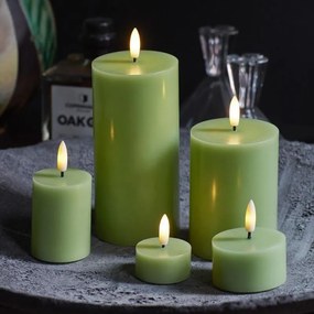 Sada LED čajové svíčky na baterie Sille Tealight, Ø 6 × 3,4 cm, jarní zelená, z pravého vosku, balení 2 ks