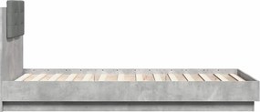 Rám postele s čelem a LED osvětlením betonově šedý 75 x 190 cm 3210069