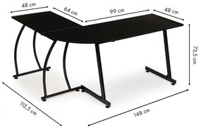modernHOME Rohový LOFT kancelářský stůl černý PJJCT0136