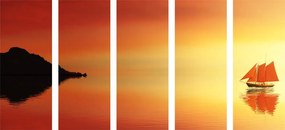 5-dílný obraz oranžová plachetnice Varianta: 100x50