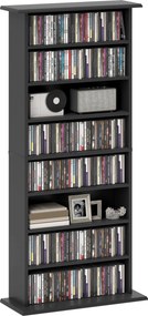 HOMCOM Knihovna s 8 policemi pro 360 CD s moderním designem, CD regál z dřevotřísky, 58x24x124,5 cm, černá | Aosom
