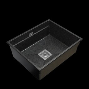 Gamma Decor 6050, 1-komorový granitový dřez 600x500x220 mm, černá se zlatými body, GMA-ZLE000112