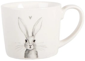 Bílý porcelánový hrneček s motivem zajíčka Rustic Bunny – 275 ml