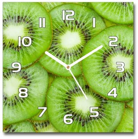 Wallmuralia Skleněné nástěnné hodiny čtverec Kiwi 30x30 cm