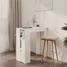 Barový stůl s regálem bílý lesklý 102x50x103,5 cm dřevotříska - Default Title