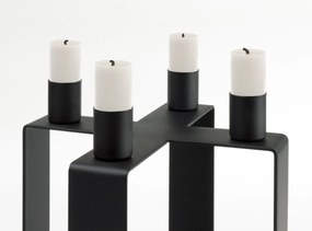 novoform Designový svícen Frame X Cubic Black, černá barva, kov