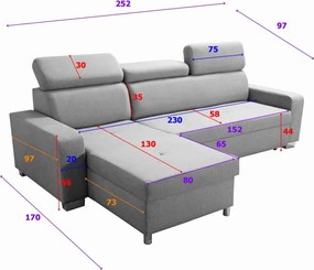 Sedací souprava Milo Mini, levá, šedá (gobi 13)
