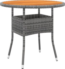 vidaXL Zahradní stůl Ø 80 x 75 cm akáciové dřevo a polyratan [310608] Barva: Šedá
