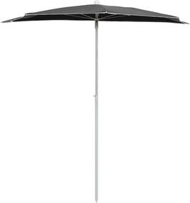 Zahradní půlkruhový slunečník s tyčí 180 x 90 cm antracitový 315561