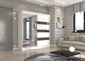 ADRK Furniture Posuvná skříň se zrcadlem a lacobelem TOURA 200 ADRK-SW-TOU-WBL-200