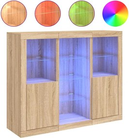 Příborníky s LED osvětlením 3 ks dub sonoma kompozitní dřevo 3209123