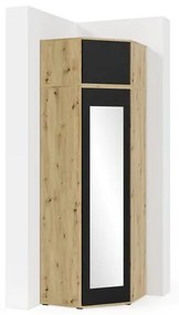 Rohová skříň s nástavbou AMI II Dub artisan-černá Bez zrcadla