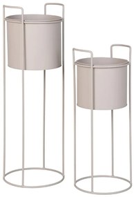 Nordic Living Set dvou béžových kovových květináčů Rabano 18/21,5 cm