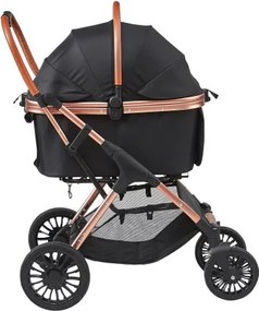 kočárek pro psy, 4kolový kočárek pro psy otočný s brzdami, nosnost 29,9 kg