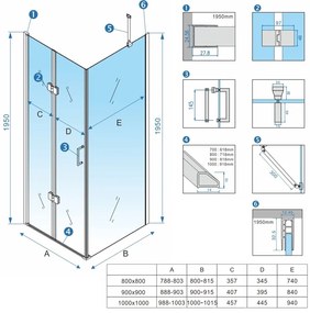 BPS-koupelny Čtvercový sprchový kout HYD-SK20B 80x80 černá/transparent - bez vaničky