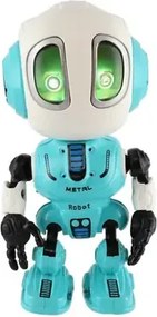 TEDDIES Robot ECHO modrý / Opakuje věty / kov / 12 cm / světlo a zvuk