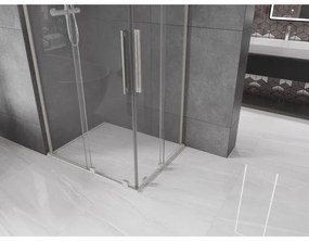Mexen Velar L Duo, sprchový kout s posuvnými dveřmi 100 x 90 cm, 8mm čiré sklo, broušená ocel, 871-100-090-02-03-97