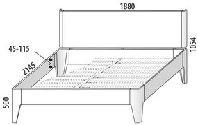 Postel Fantazie nastavitelné čelo šikmé Domestav F303 Materiál: Dub průběžný, Barevne provedení: Barevné olejování