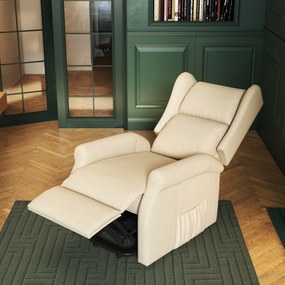 HOMCOM TV křeslo se stojánkem ergonomické elektricky nastavitelné s funkcí polohování 72,5 x 94 x 109 cm krémové barvy pro pohodlné sezení