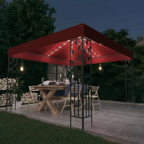 Altán se světelnými LED řetězy 3 x 3 m vínový 3070297