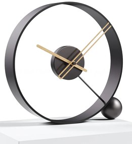 Designové stolní hodiny Endless lacquered black/oak 32cm