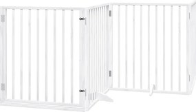 Zábrana pro psy s dvířky skládací 8 panelů bílá 640 cm topol 3155566