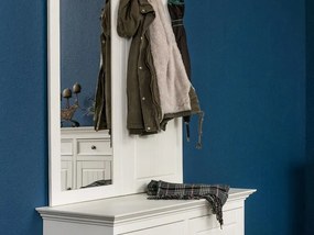 Bílý nábytek Věšáková stěna Belluno Elegante se zrcadlem a komodou, bílá, masiv, borovice