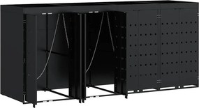 Úložný box na 4 popelnice Černá 272 x 77,5 x 121,5 cm 3394740