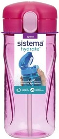 Sistema® hydrate™ láhev quick flip top s brčkem 520 ml, růžová