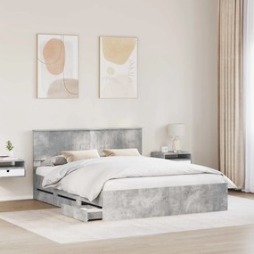Rám postele s čelo Betonově šedá 160 x 200 cm Inženýrské dřevo 3410689
