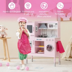 Costway Dětská kuchyňka ze dřeva s 16 hracími doplňky pro – 83 × 29