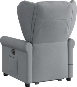 Zvedací masážní polohovací křeslo světle šedé textil 3303384