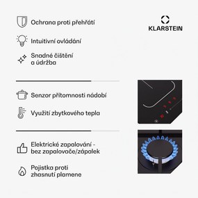 Klarstein MultiChef 4, indukční a plynová varná deska, 4 varné zóny, 2 plynové hořáky, 2 indukční varné desky, FlexZone
